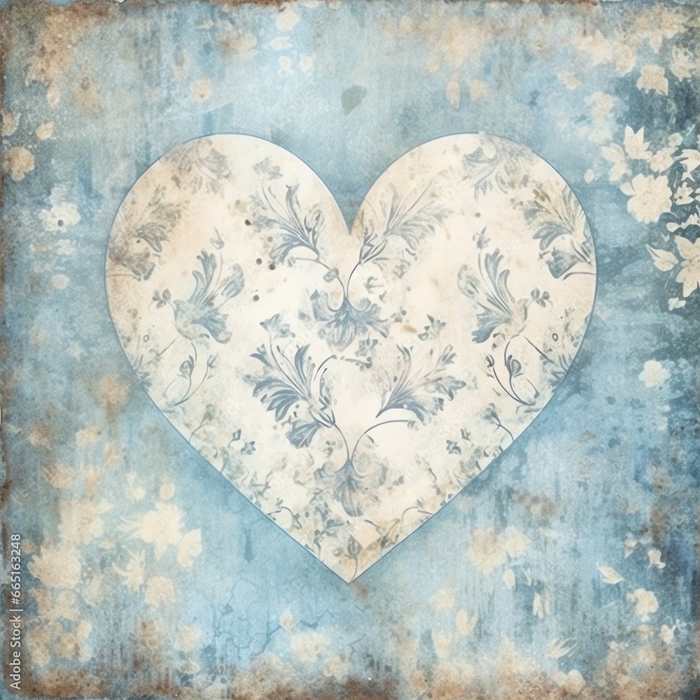 Cute heart cute baby old paper, vintage junk journal digital paper ...