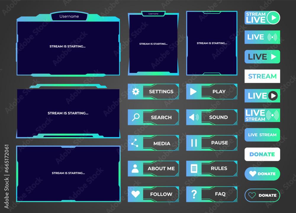 Streaming screen panel overlay design template neon theme. Vector ...
