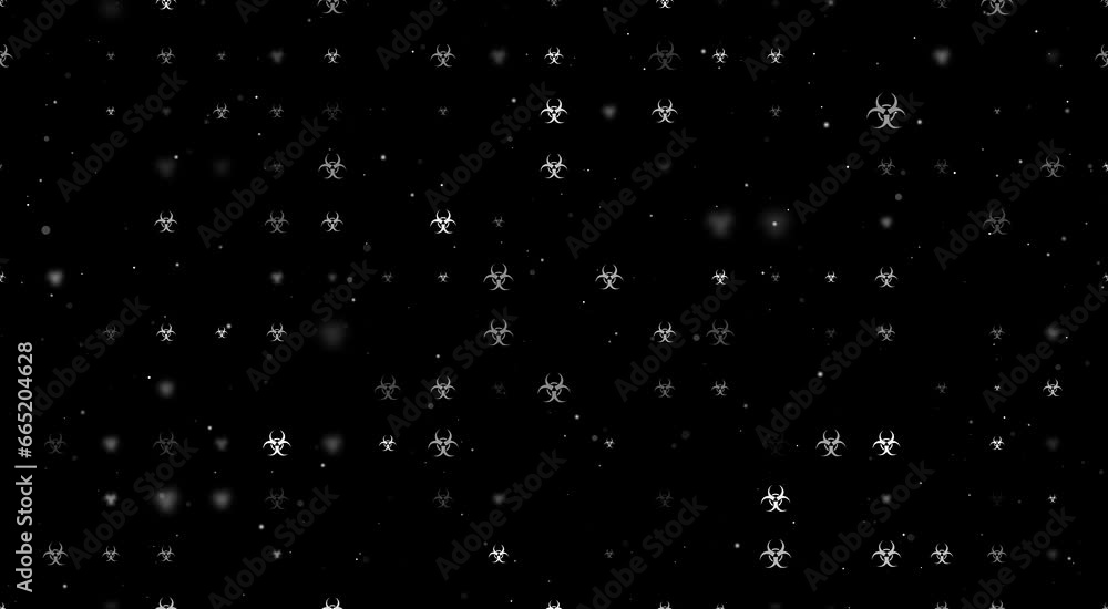 Template animation of evenly spaced biohazard symbols of different ...