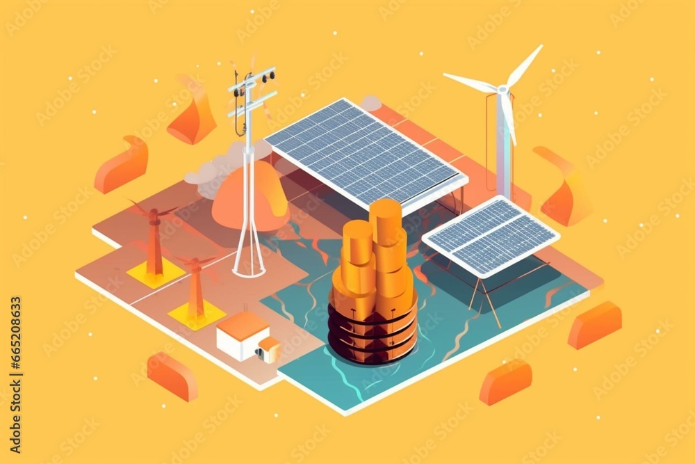 Illustration depicting clean and renewable energy, net zero 2050 ...
