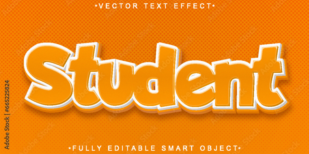 Orange Student Vector Fully Editable Smart Object Text Effect Stock ...