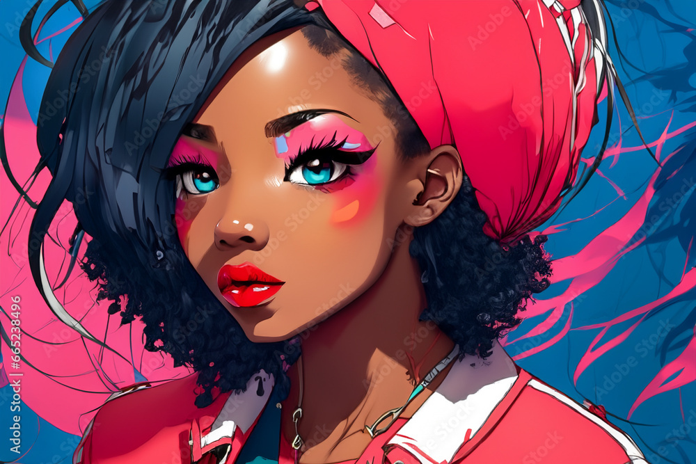 Anime face. Cartoon girl character. Female cartoon characters. Colorful ...