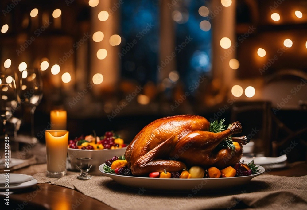 AI generated illustration of a delicious turkey for a Thanksgiving ...