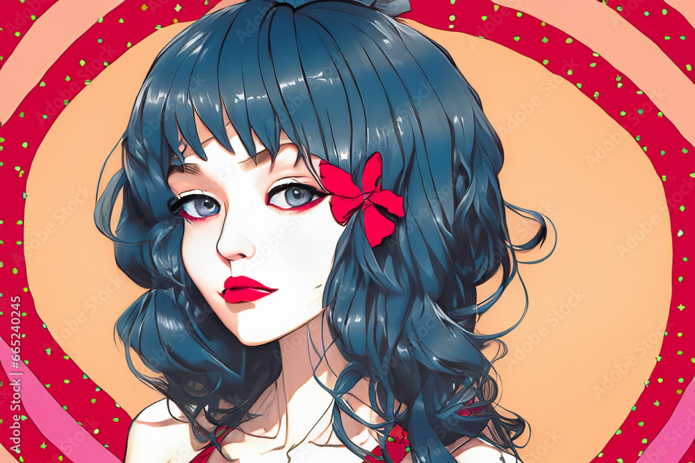 Anime Girl Character Female Cartoon Characters Colorful Anime Illustration Poster With Anime