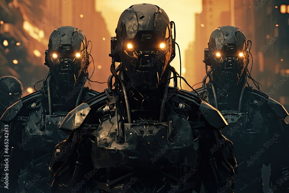 Cybernetic Defenders, Futuristic and Cyber Challenging Robots, Modern ...