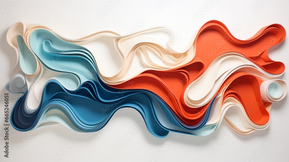 Generate a captivating 3D abstract wall installation, where colors and ...