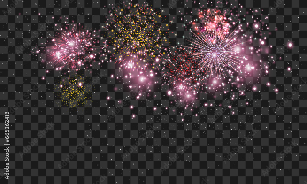 Vector firework animation realistic transparent concept with ...