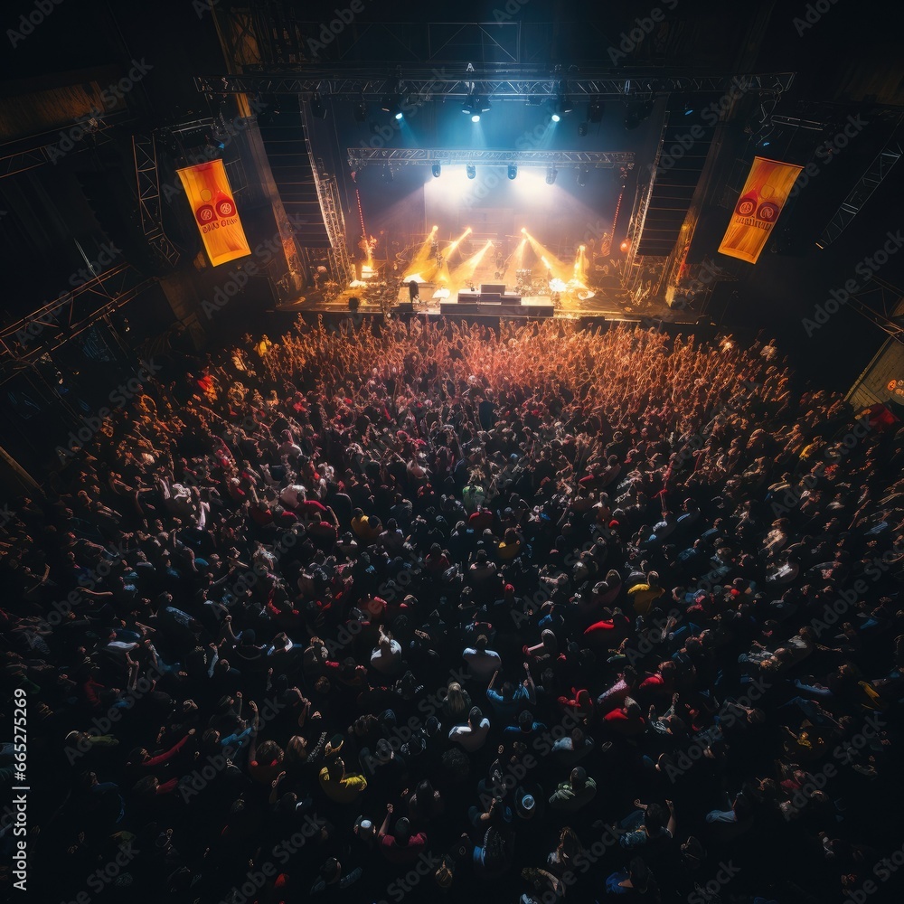 Crowd at Rock Concert Overhead Shot at Audience at Pop Music Venue ...