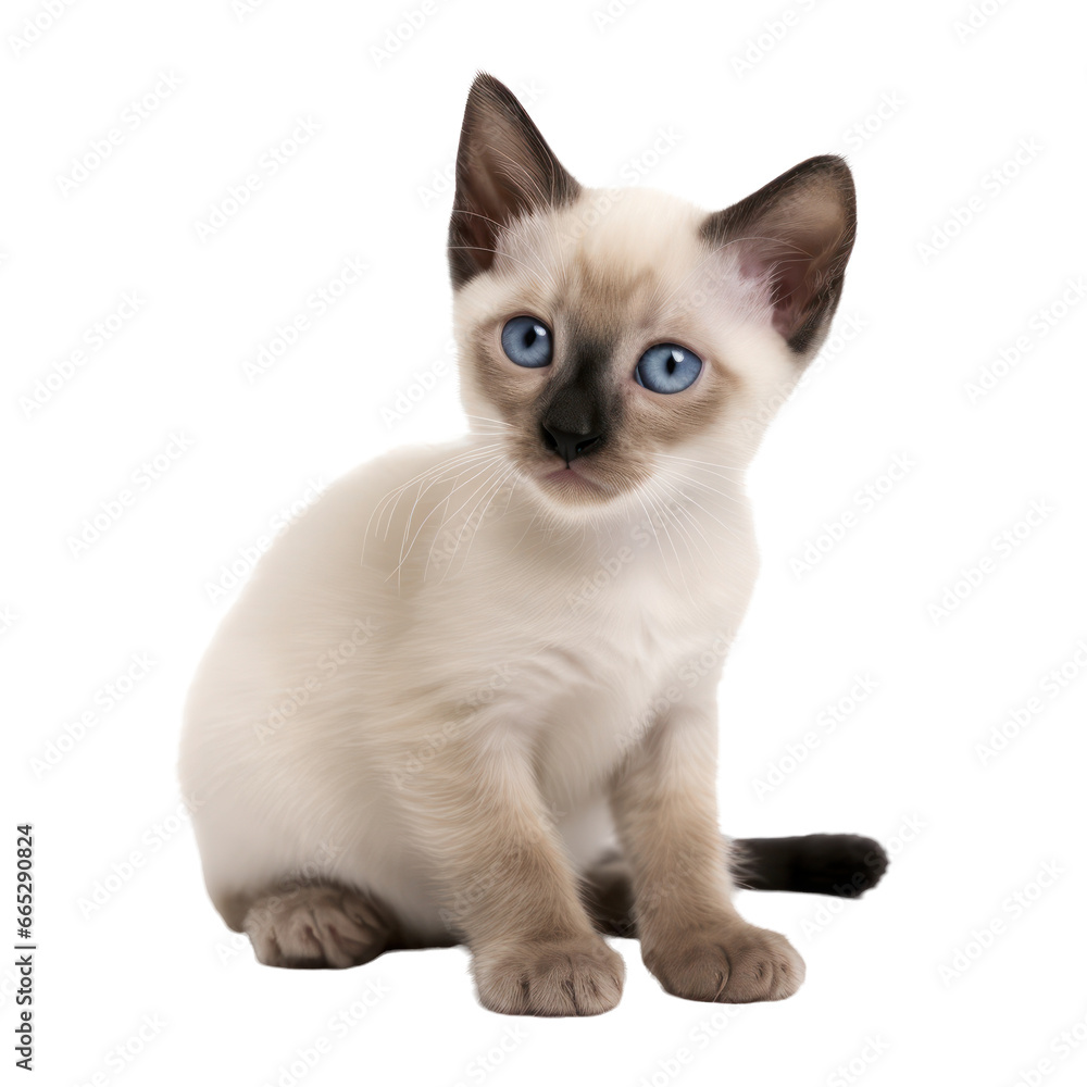 Siamese kitten,cute kitten isolated on transparent background ...