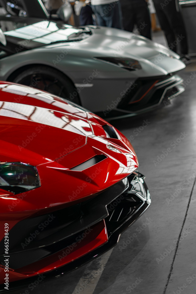 Red Lamborghini Aventador SVJ front end, Luxury Super car detail, High ...