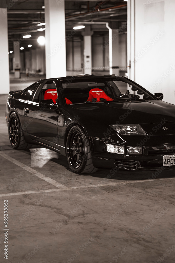 Black Nissan Fairlady Z front view in empty parking lot - JDM Portrait ...
