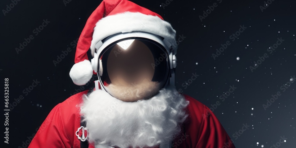Astronaut wear a Santa hat close up super realistic photo,empty space ...
