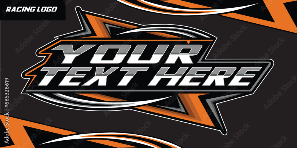 racing logo isolated in black background for business elements, screen ...