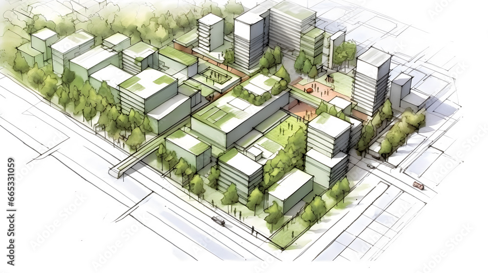 Urban project planning. Green sustainable design, creating eco friendly ...
