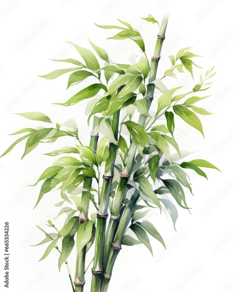Watercolor bamboo clipart isolated on white background. Stock ...