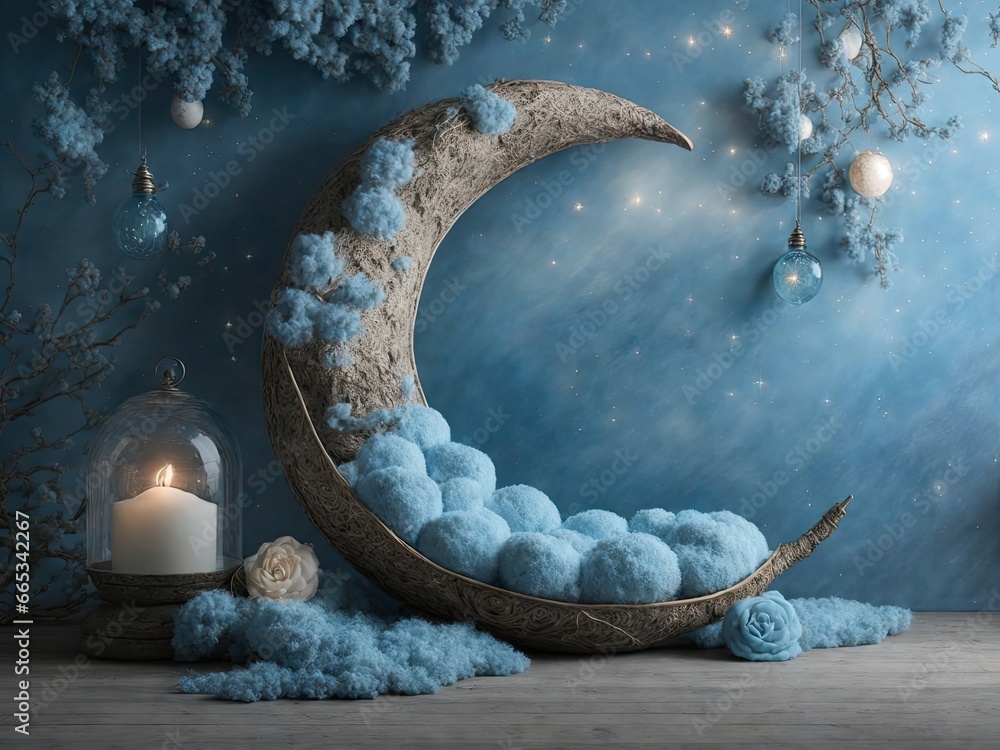 Moon Newborn Digital Backdrop, NEWBORN DIGITAL BACKDROP, for Baby Girl ...