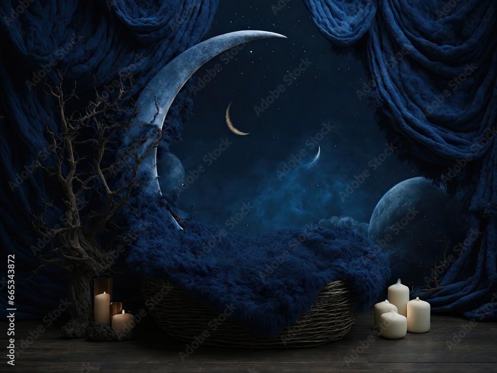 Moon Newborn Digital Backdrop, NEWBORN DIGITAL BACKDROP, for Baby Girl ...