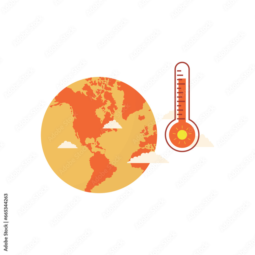 World heat wave. Climate change due to global warming. Vector with transparent background Stock ...