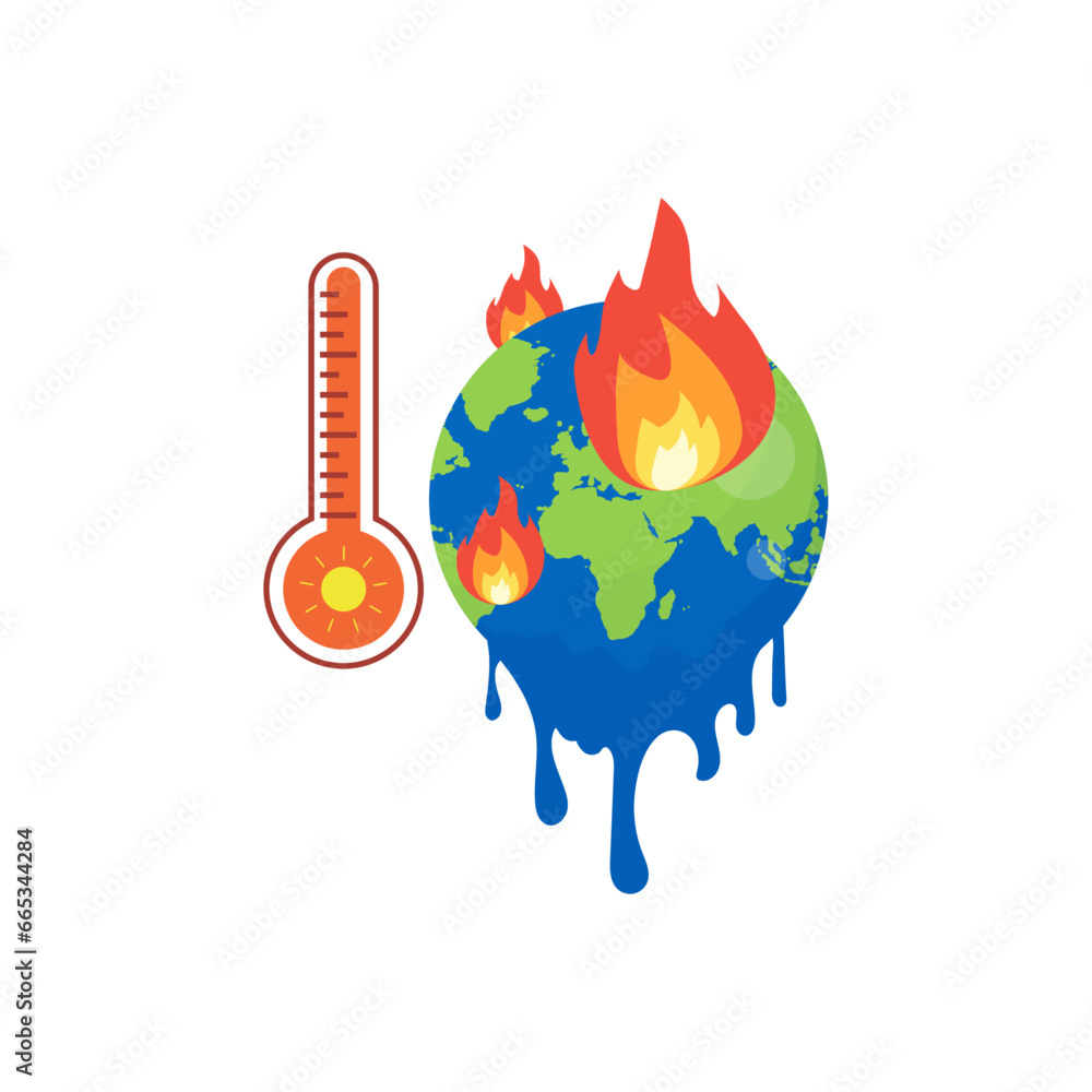 World heat wave. Climate change due to global warming. Vector with ...