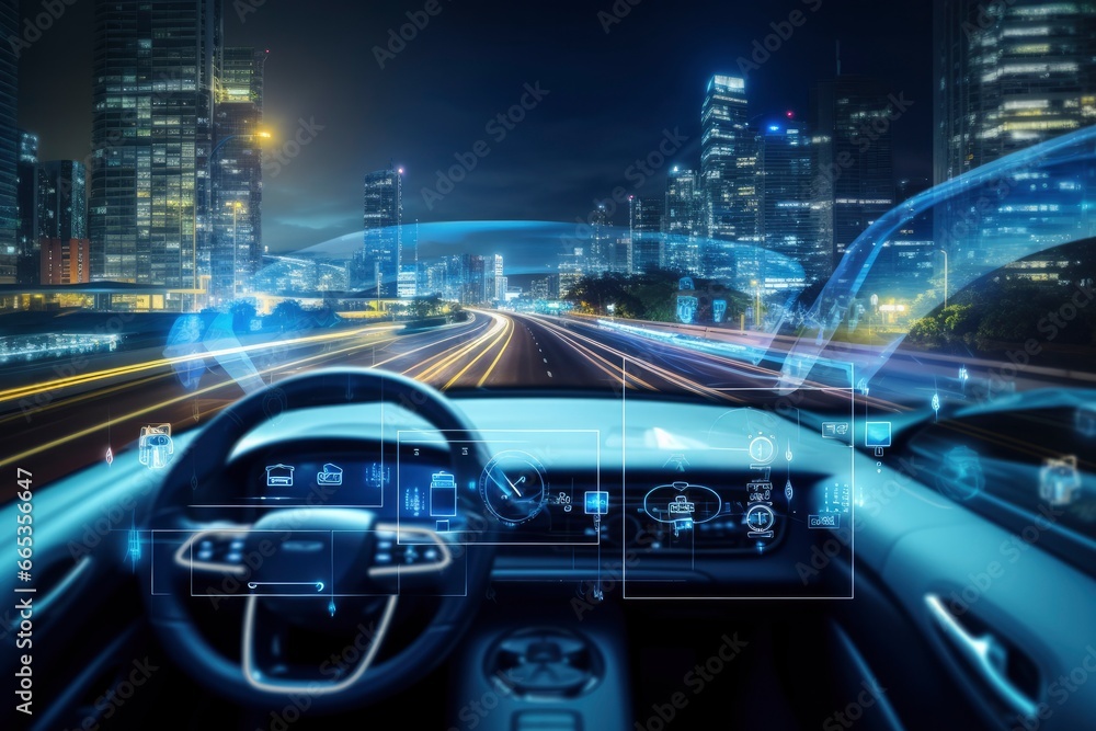 Modern smart car technology intelligent system using Heads up display ...