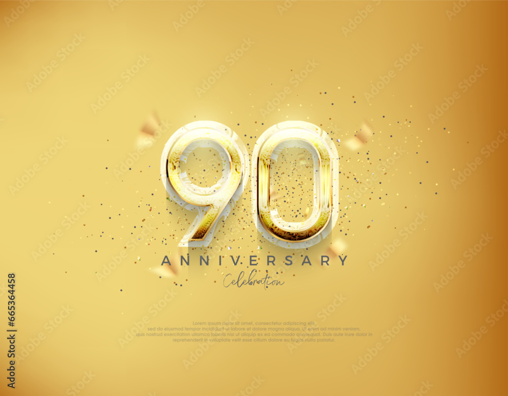 90th anniversary number. Luxury gold background vector. Premium vector ...