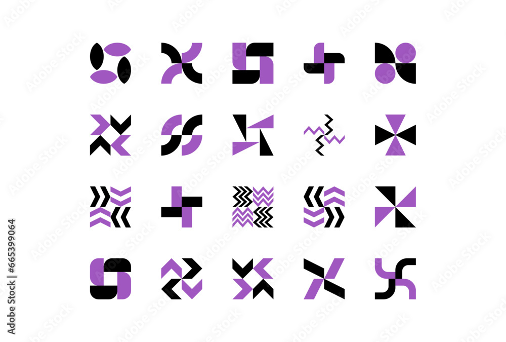 Vecteur Stock propeller turbine shapes element set , geometric forms ...