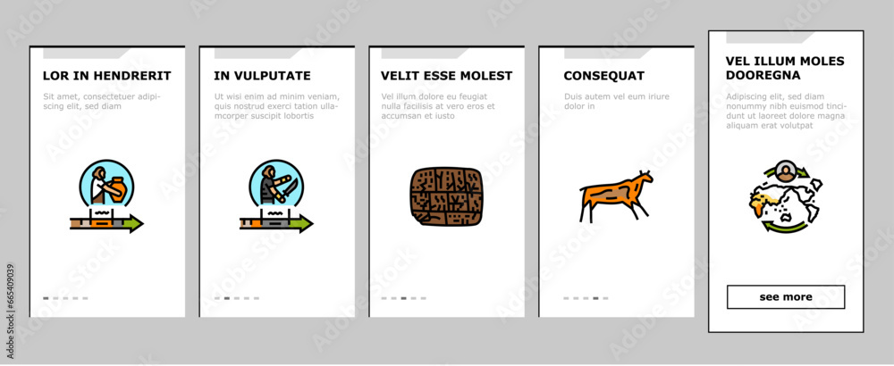 human evolution man caveman onboarding mobile vector. monkey evolve ...