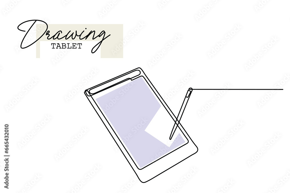 line art of a little boys and girls holding tablet in front of its face ...