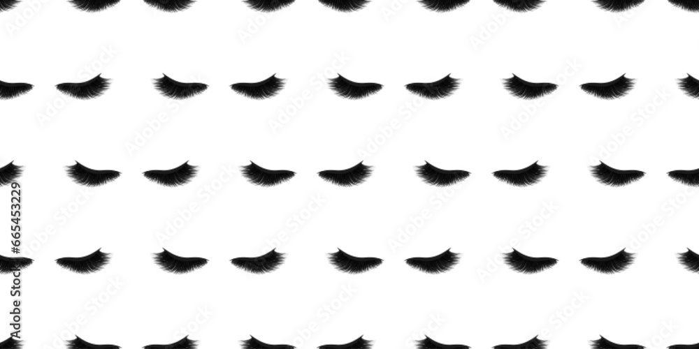 Lashes seamless background vector illustration. Black and white ...