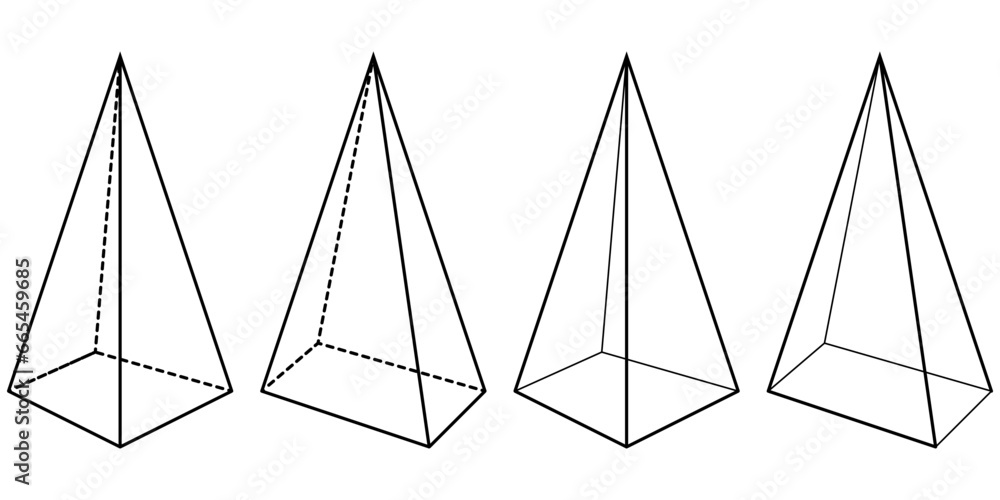 Photo & Art Print 3d outline rectangular pyramid shape icon set, Kuning