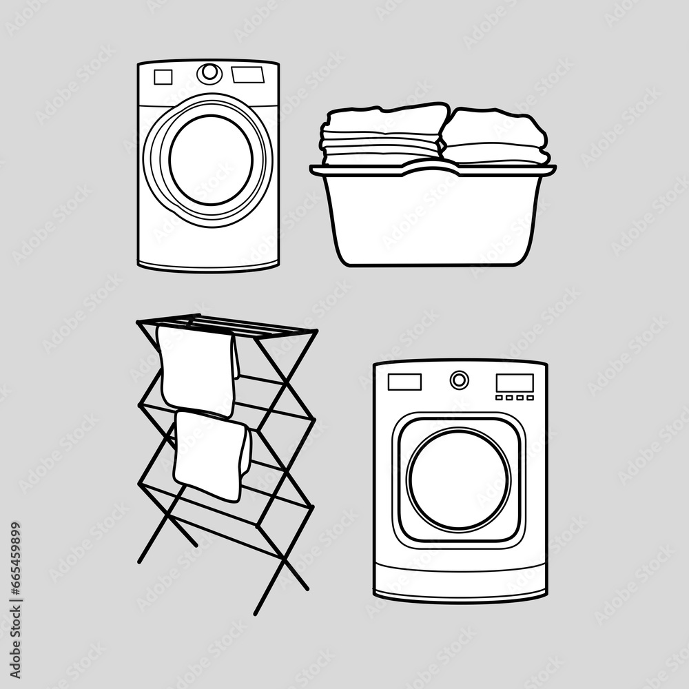 laundry Doodle element coloring page cartoon Illustration Stock Vector ...