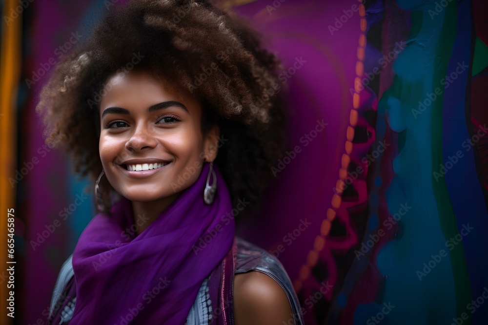 Africa, Ethiopian Habesha woman with curls is smiling and holding ...