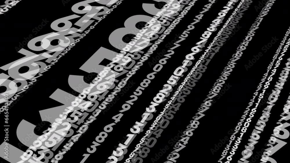 Dynamic numbers in science background unlocking code sequence of changing data. Animated digits ...