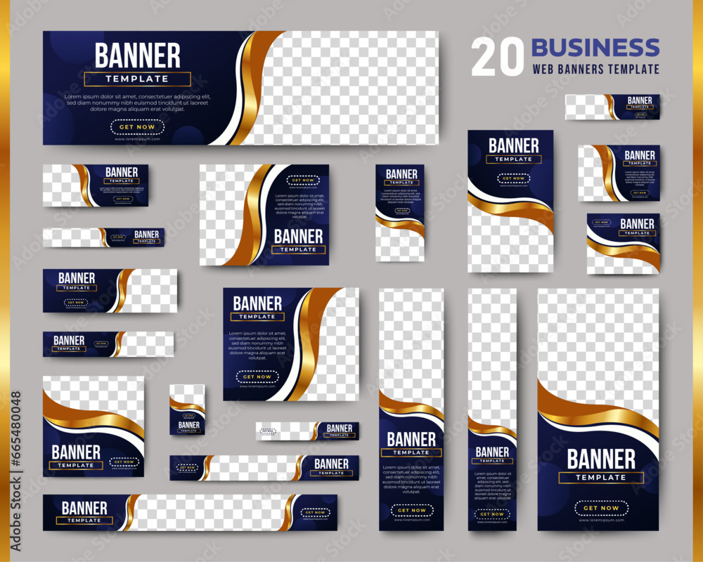Professional business web ad banner template with photo place. Modern ...