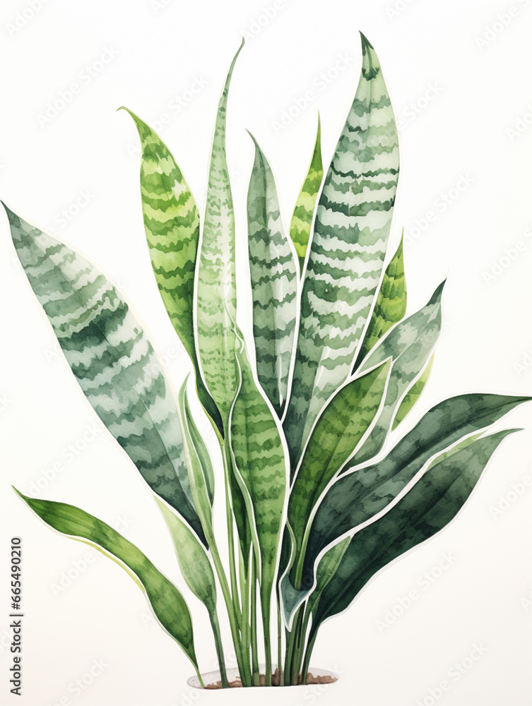 HOUSE PLANTS - Watercolour Collection { No4 } - Snake Plant - Mother-in ...