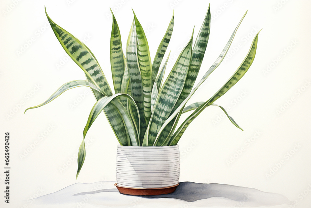 HOUSE PLANTS - Watercolour Collection { No4 } - Snake Plant - Mother-in ...