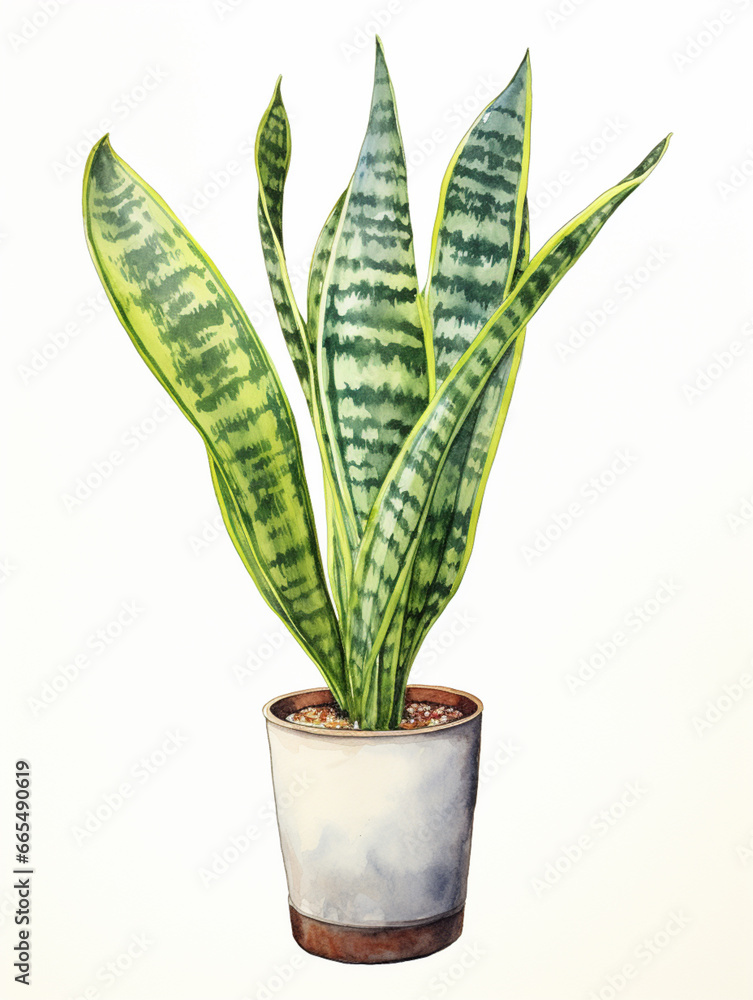 HOUSE PLANTS - Watercolour Collection { No4 } - Snake Plant - Mother-in ...