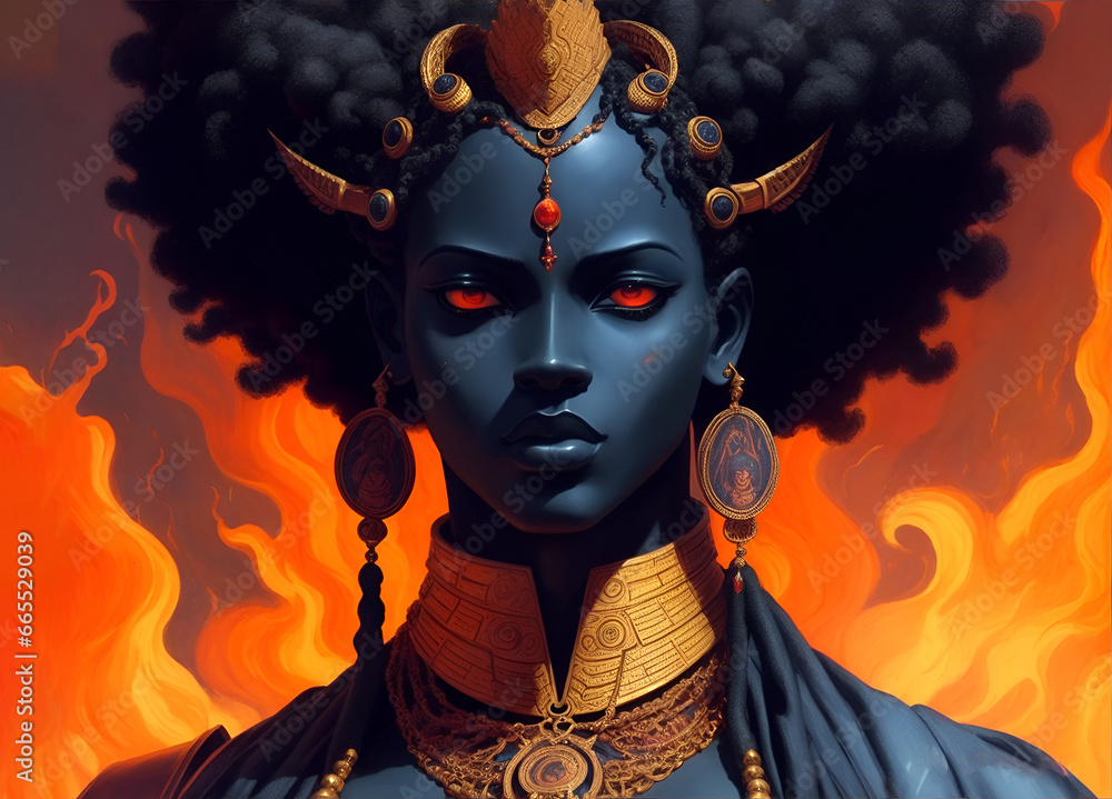 Goddess Agni. Decorative digital 2D painting. Color illustration for ...