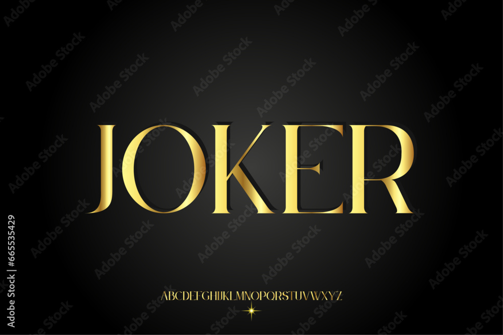 JOKER, Elegant golden alphabet letters font set. Classic Custom gold ...