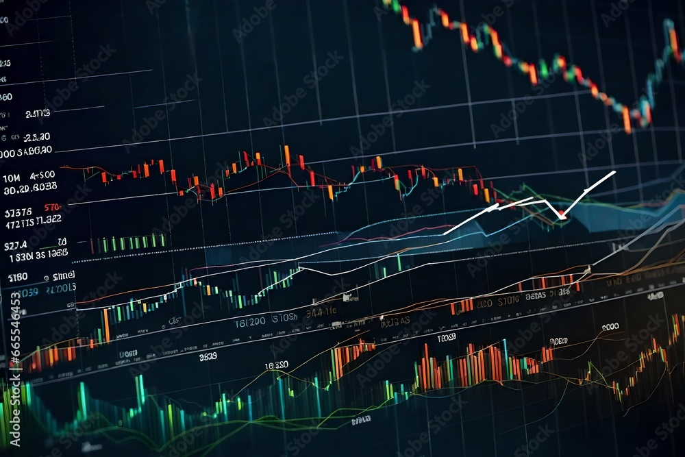 colorful diagrams and stock market graph with lines and dynamics Stock ...