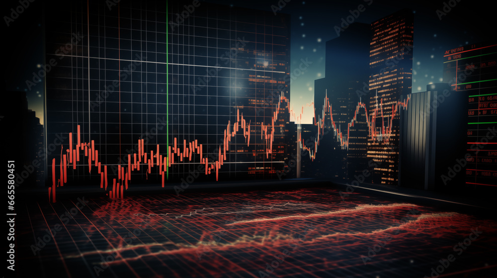 Stock market crash background design. Financial data analyze. Red bar ...