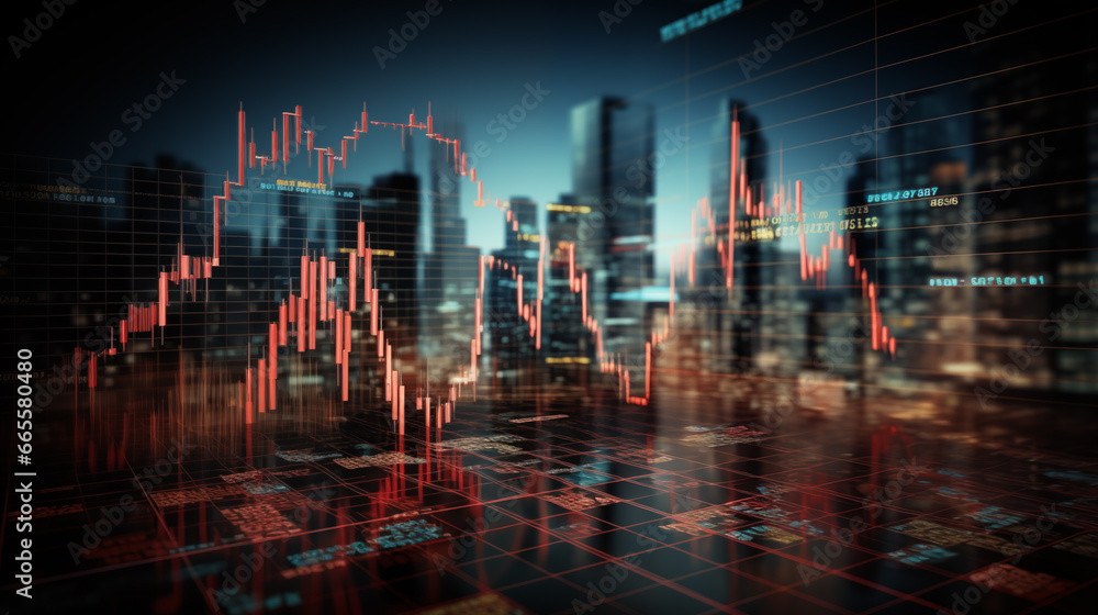 Stock market crash background design. Financial data analyze. Red bar ...