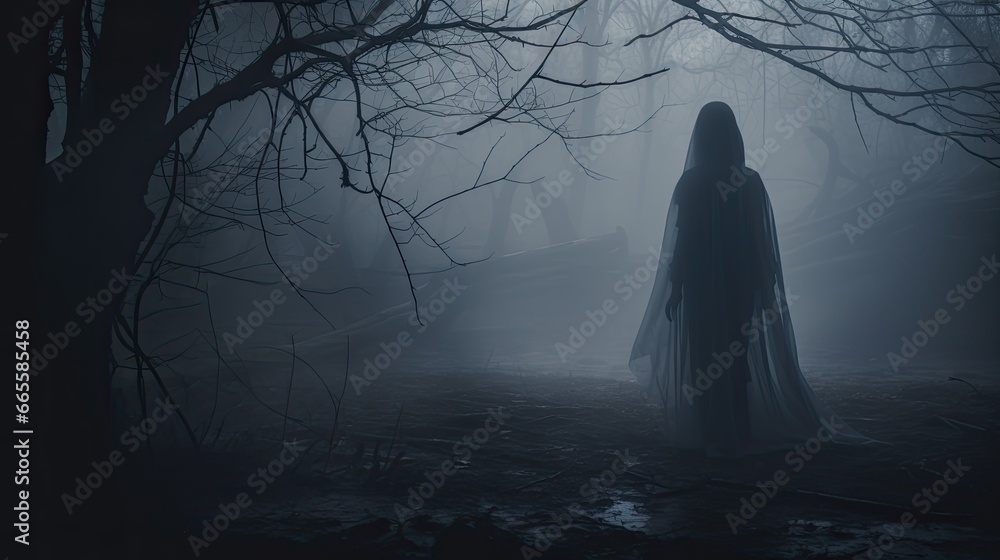 Apparition in the Mist Witch: A witch's figure barely visible through ...