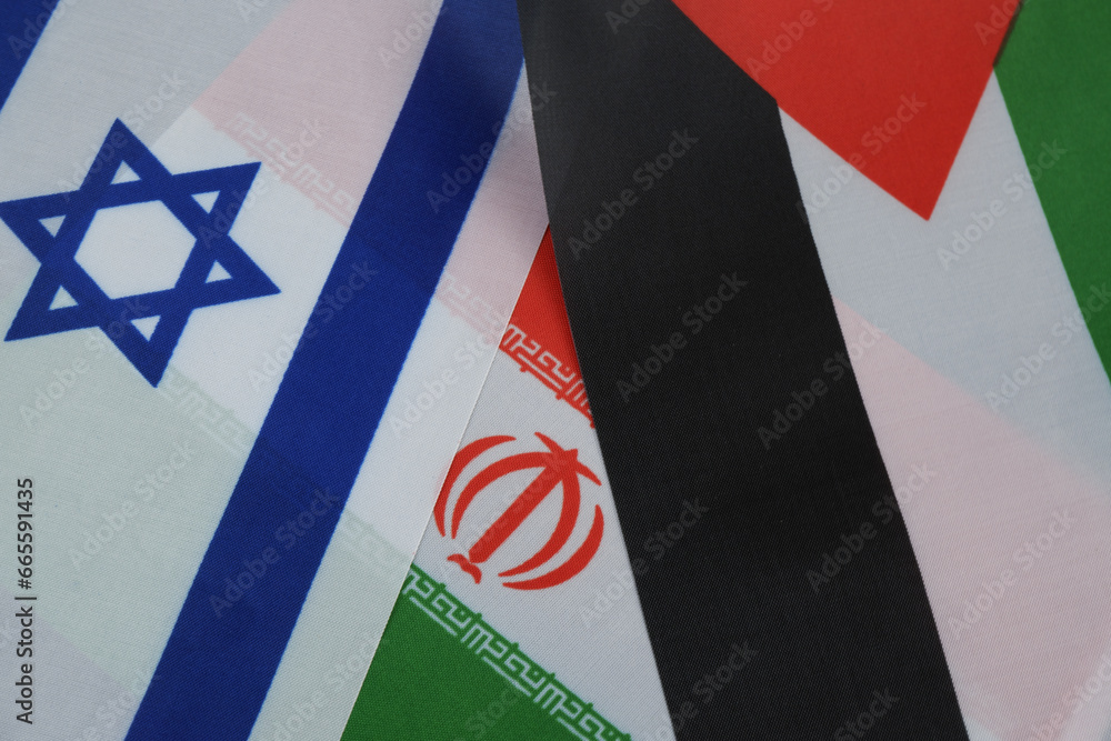 Flags of Israel, Palestine and Iran as background. Stock Photo | Adobe ...