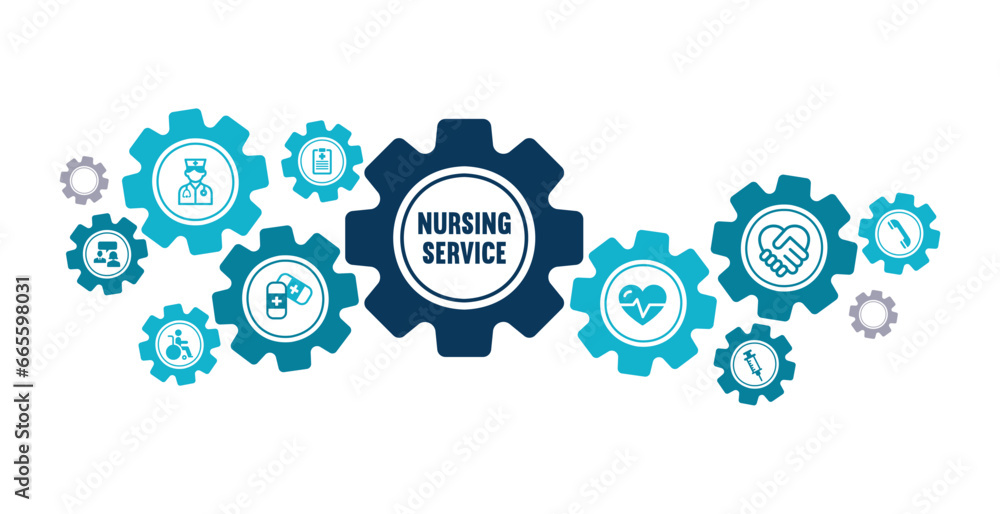 Banner Nursing service vector illustration symbol with the icon of ...