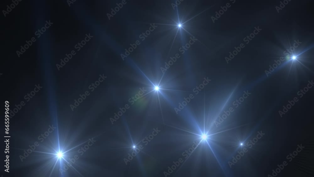 Abstract Loop flickering glow blue flashing optical lens flares ...