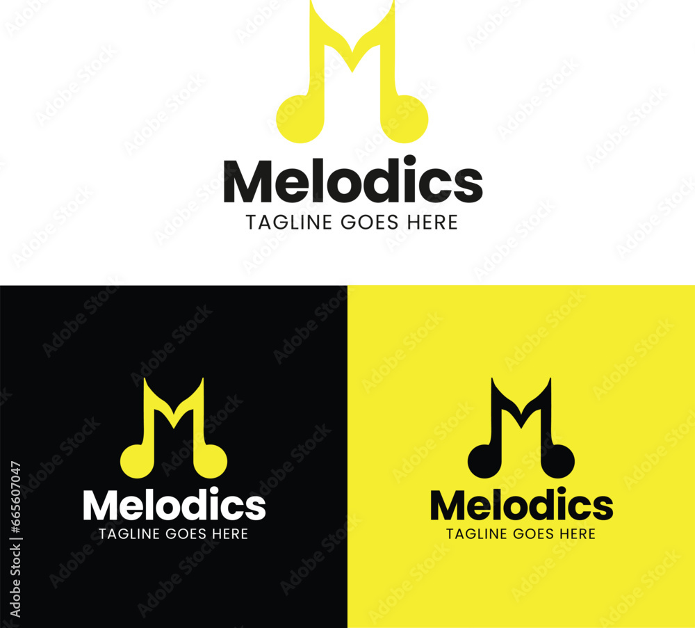 m letter logo, melody logo, lyrics logo, tune logo, piano logo, musical ...