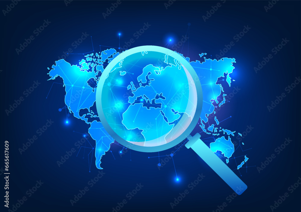 Information search technology A magnifying glass that looks at the ...
