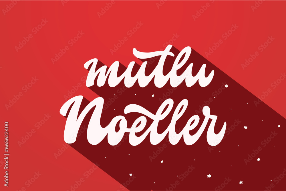 Mutlu Noeller lettering quote in Turkish 'Merry Christmas' on red ...