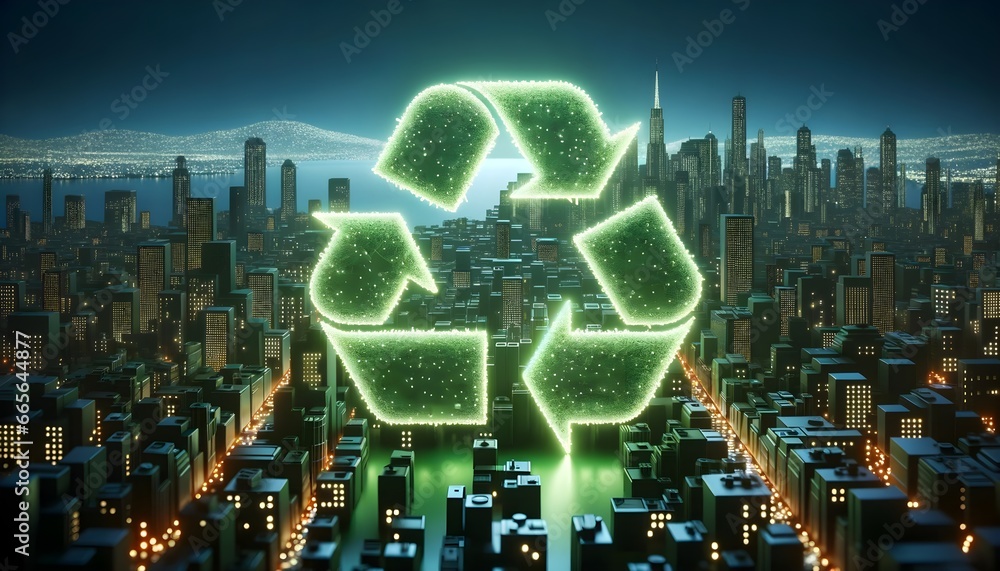 An impressive digital representation of a futuristic city lit up at ...